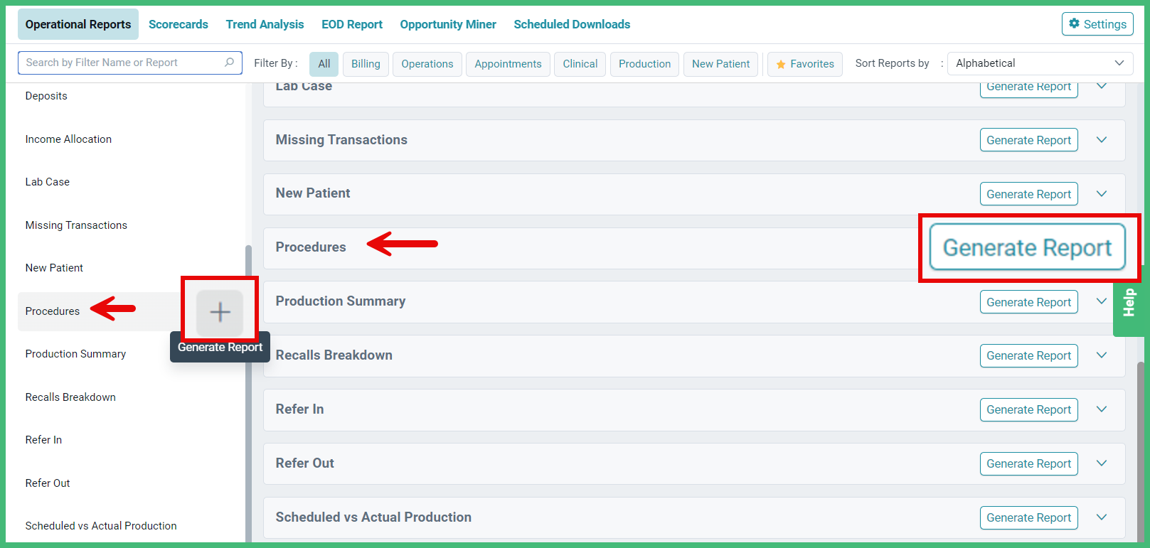 Generate Procedures Report – CareStack