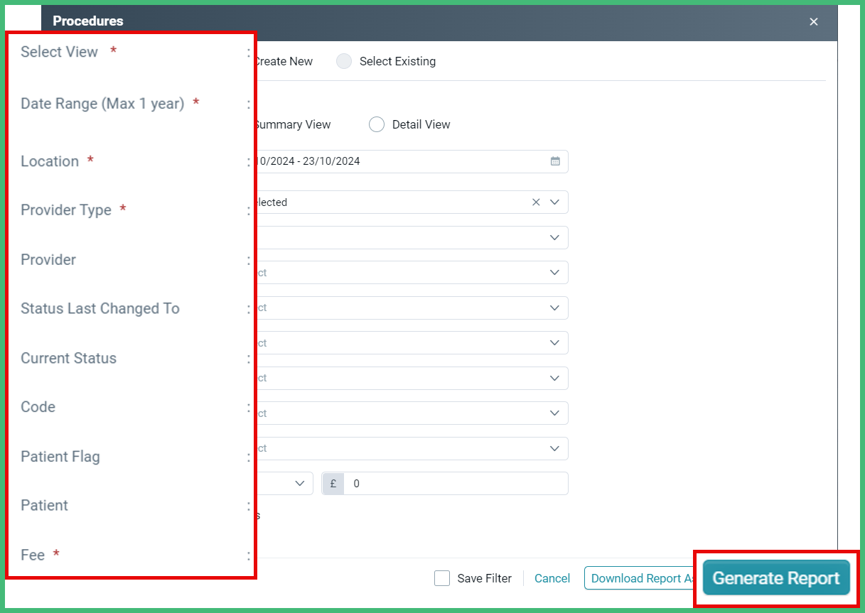 Generate Procedures Report – CareStack
