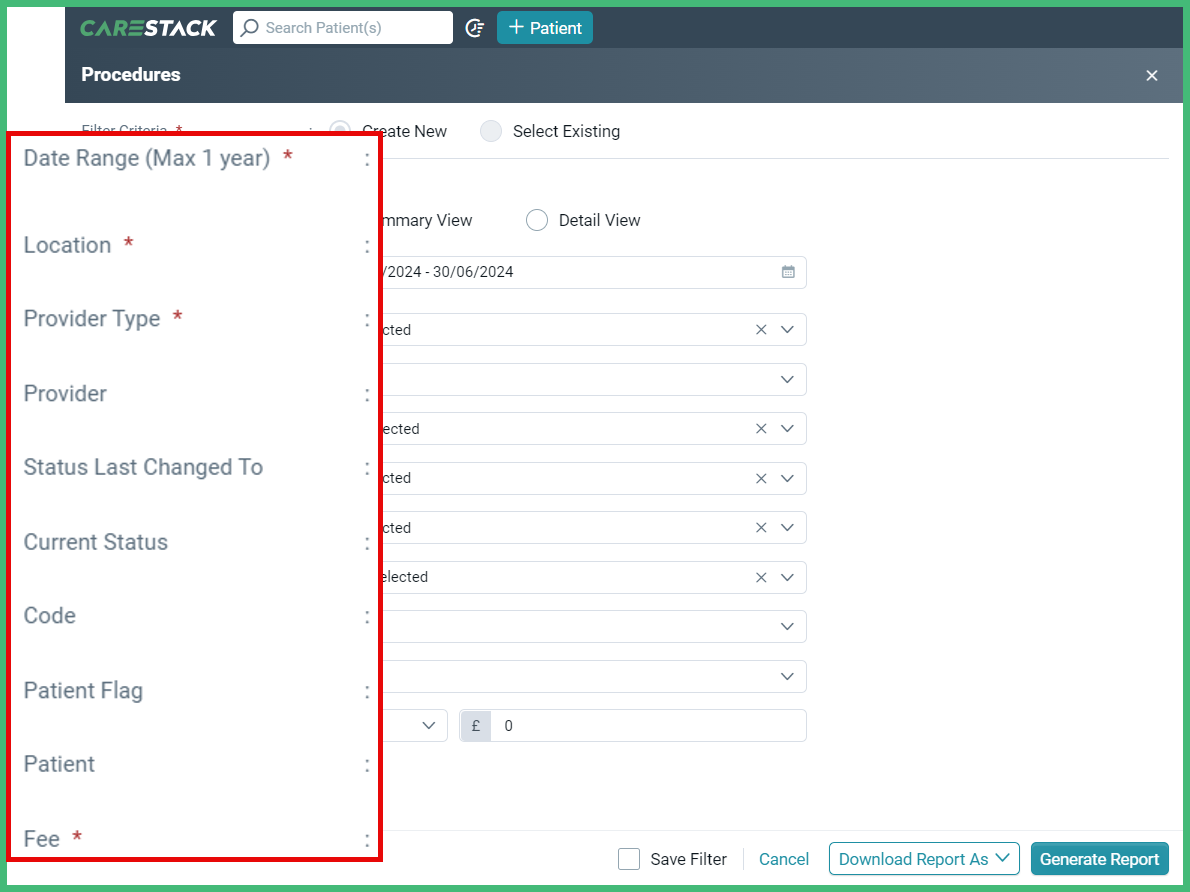 Generate Procedures Report – CareStack