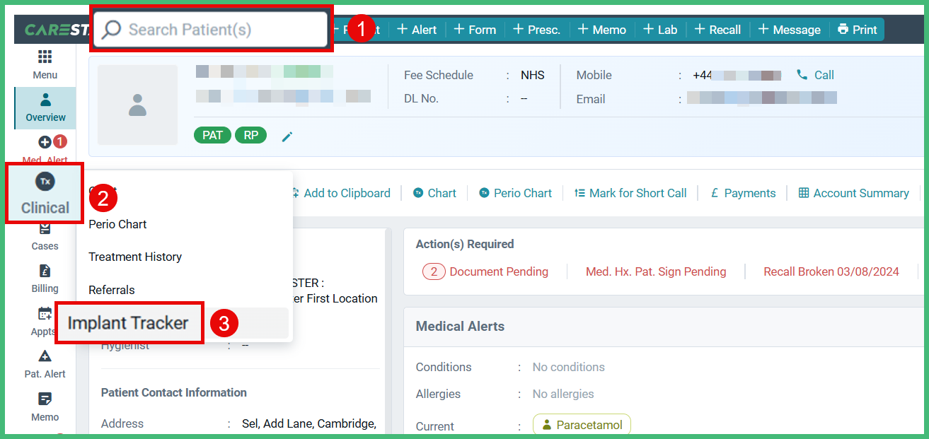 Configure and Manage the Implant Tracker – CareStack