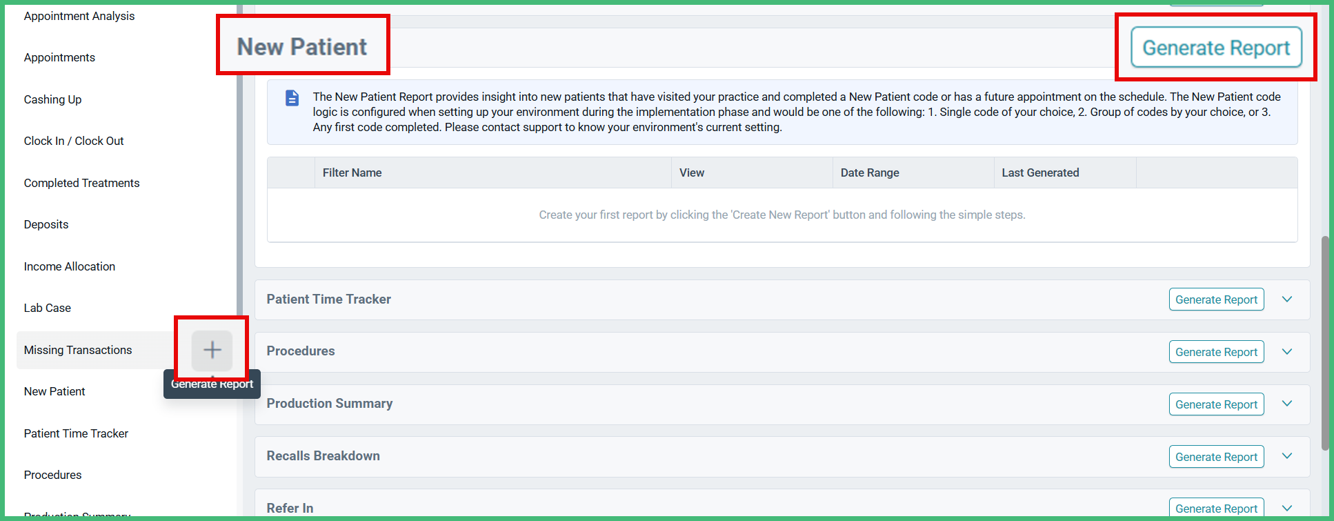 Generate New Patient Report – CareStack