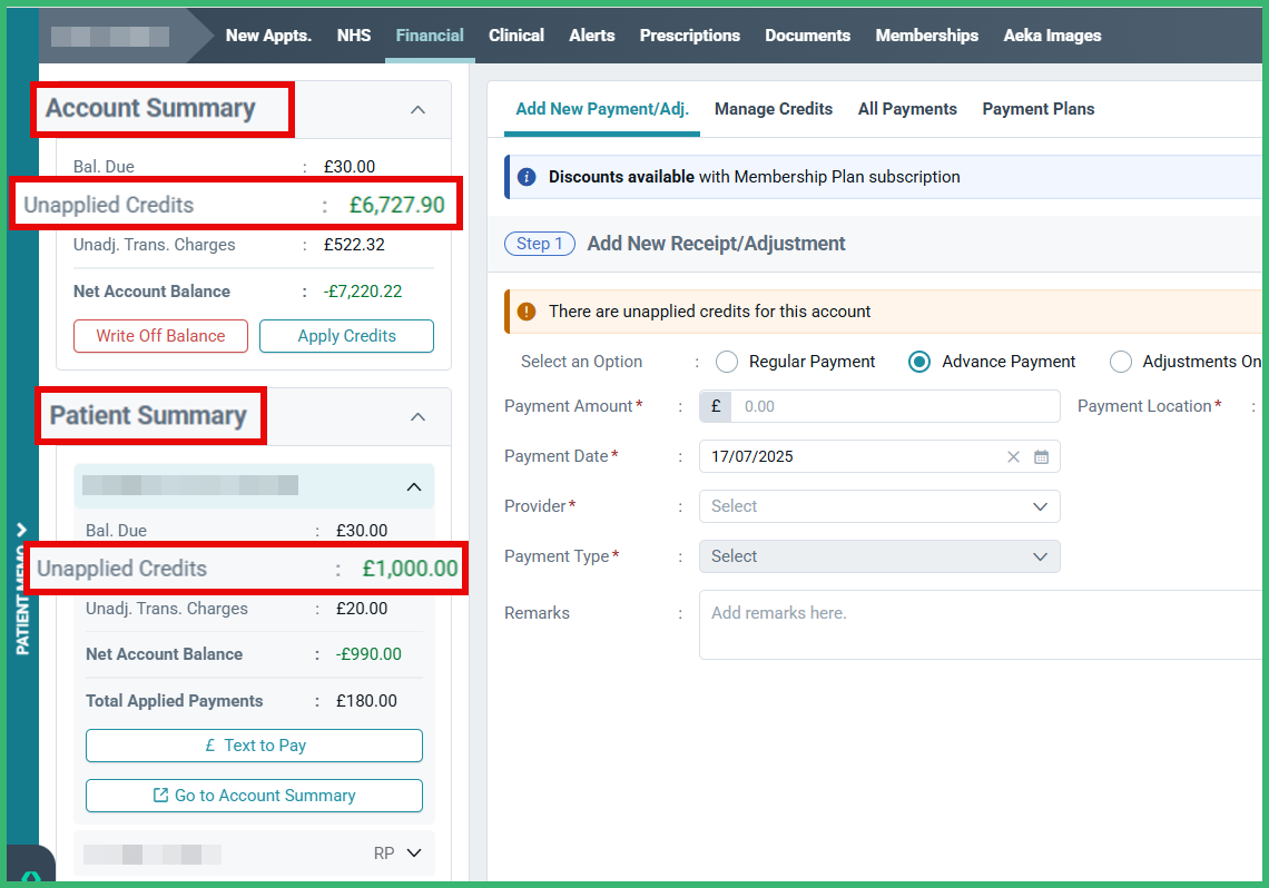 Add Unapplied Credits as Advance Payments to a Patient's Account ...