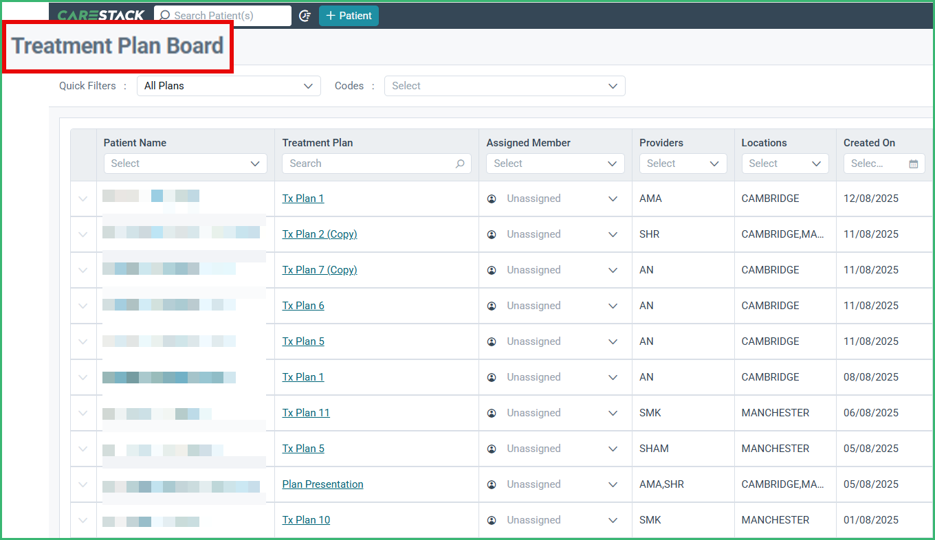 Explore the Treatment Plan Board Feature – CareStack