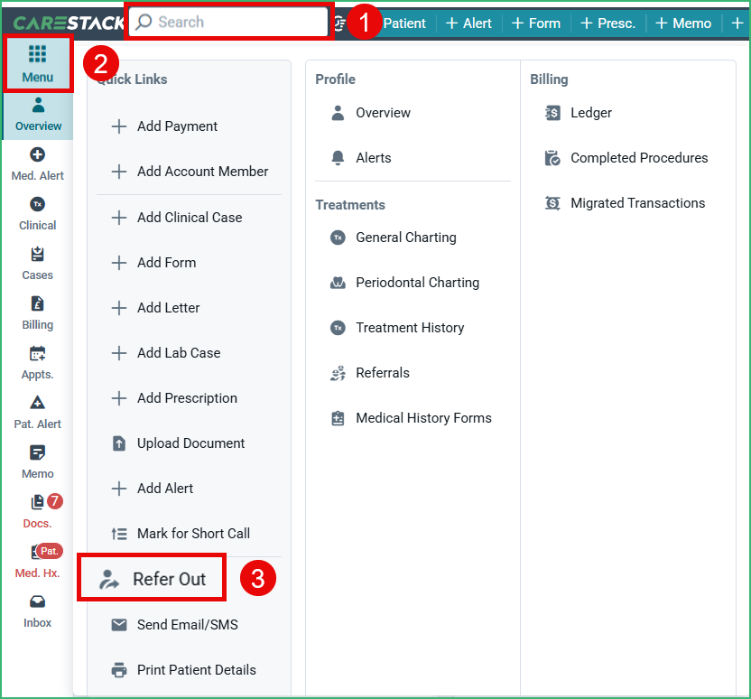 Send a Referral (Refer-Out) – CareStack