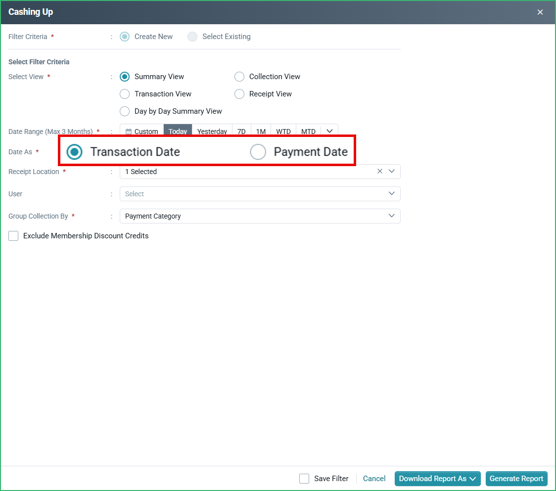 Generate Cashing Up Report – CareStack