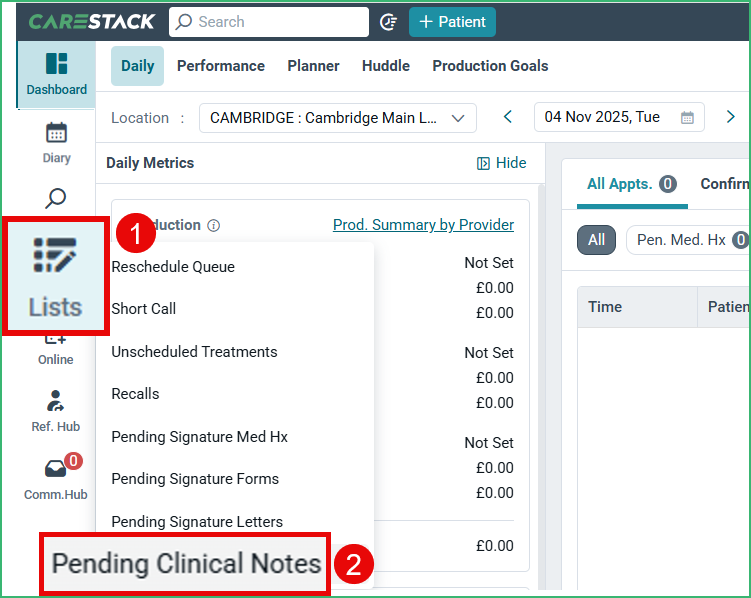 Manage Pending Clinical Notes in CareStack – CareStack