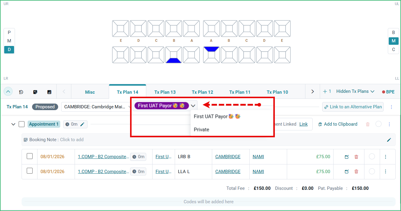Payor Selection for Treatment Plans – CareStack