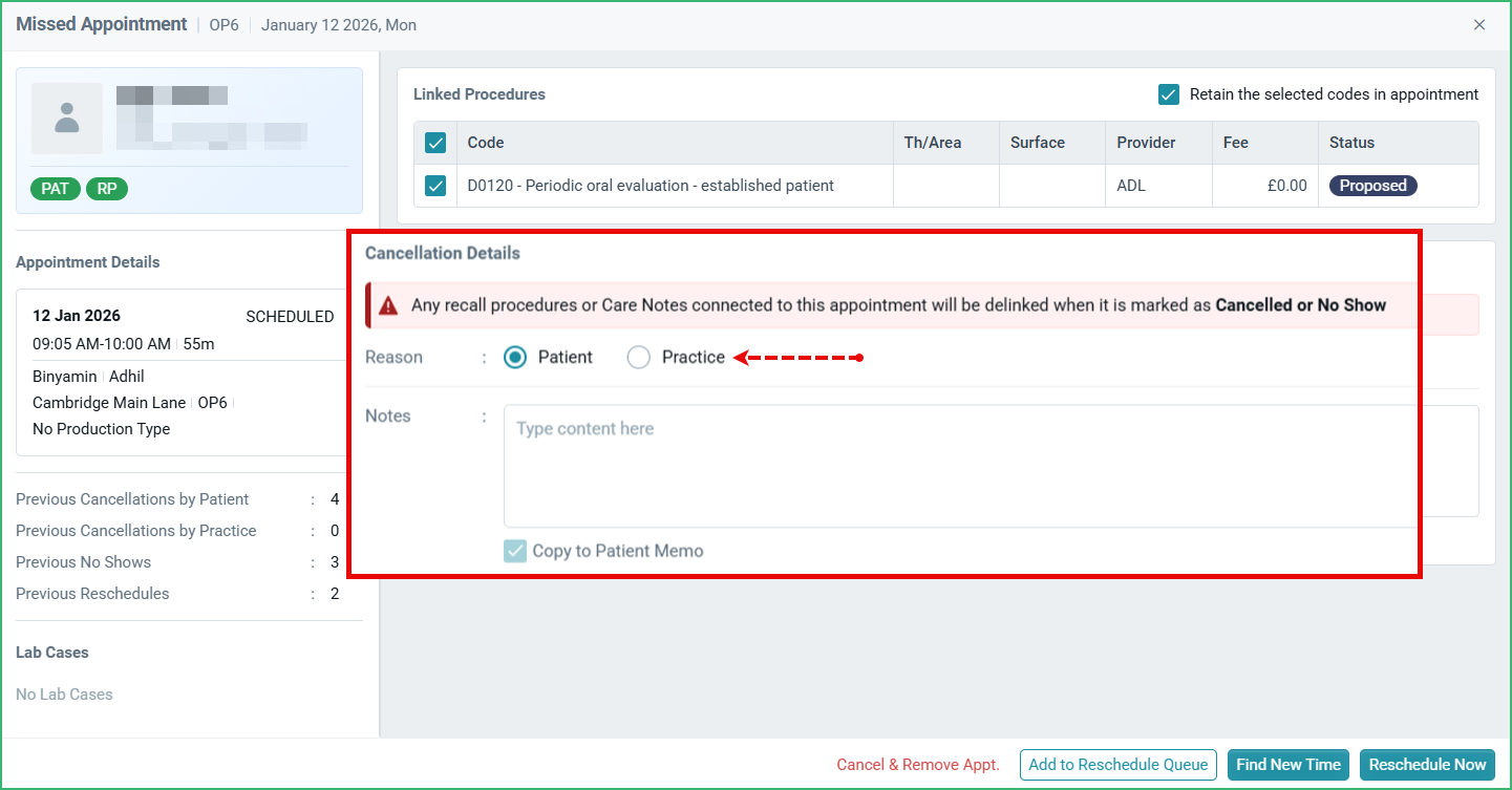 Change Appointment Status of an Appointment – CareStack