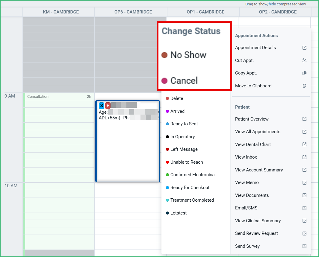 Change Appointment Status of an Appointment – CareStack