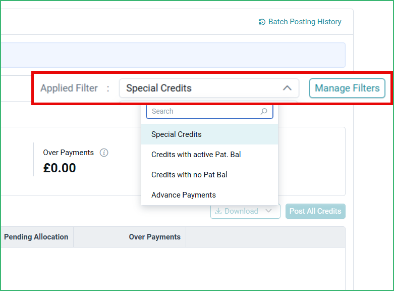 Overview of Unapplied Credit Management Dashboard – CareStack