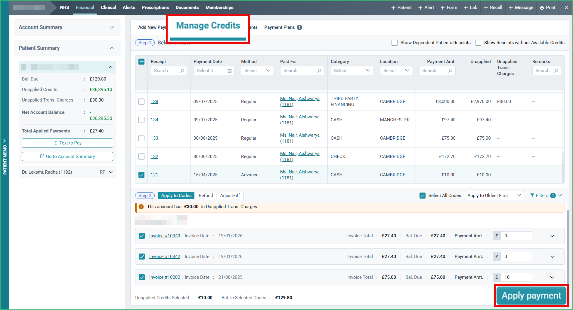 Overview of Unapplied Credit Management Dashboard – CareStack